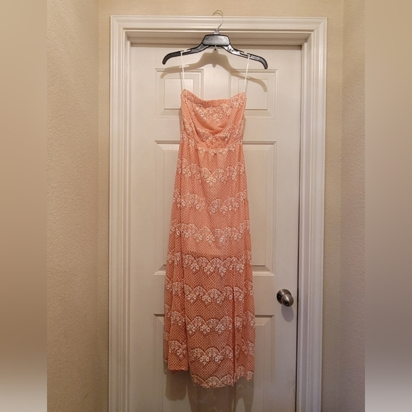 Pinky | Dresses | Pinky Orange Strapless Maxi Dress | Poshmark